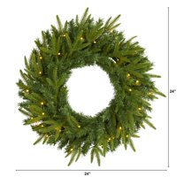 Nearly Natural 24in. Long Pine Artificial Christmas Wreath with 35 ...