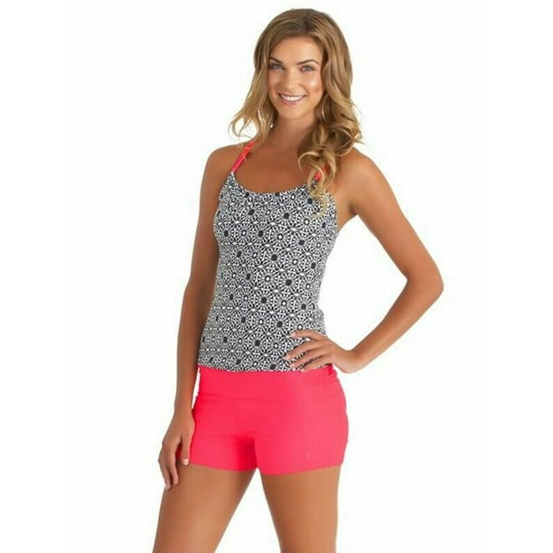 Women 2-Piece Flounce Swimsuits Ruffle Tankini Tops with Shorts Bathing ...