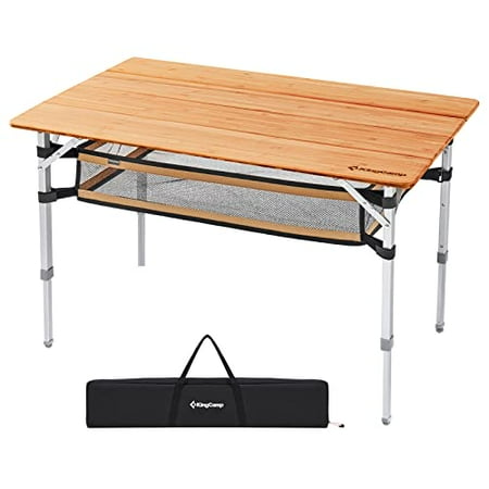 KingCamp Folding Table, 39.3x25.6x17.7/20.5/25.6in, Yellow_39.3"x25.6 ...