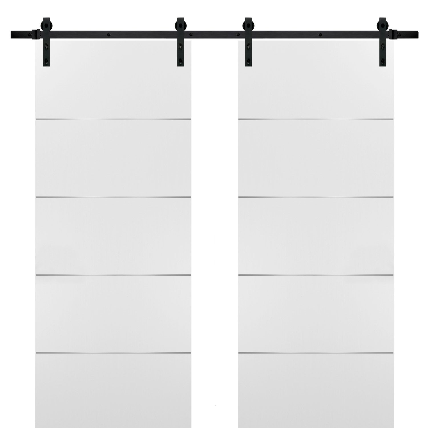 Double Barn Sliding White Doors 72x80 with Black Hardware - Walmart.com