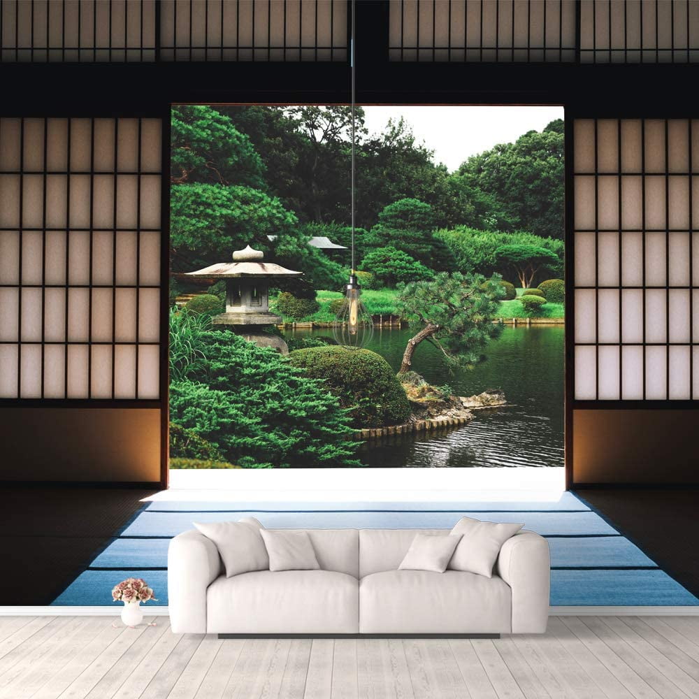 Idea4wall 4pcs Japanese Style Grid Door View Peel and Stick Wallpaper ...