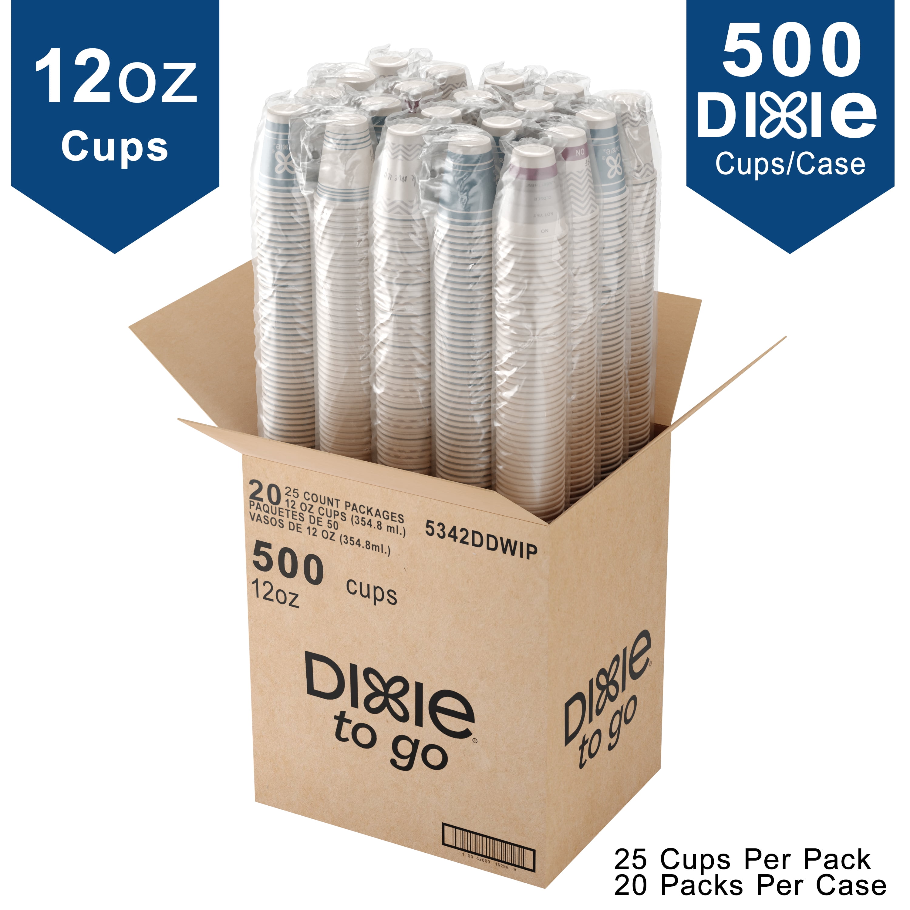 Bulk Dixie To Go Disposable Paper Cups, 12 oz, 500 Count (20 Packages ...