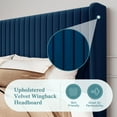 Einfach Upholstered Bed Frame with Wingback Headboard, Vertical Tufted ...
