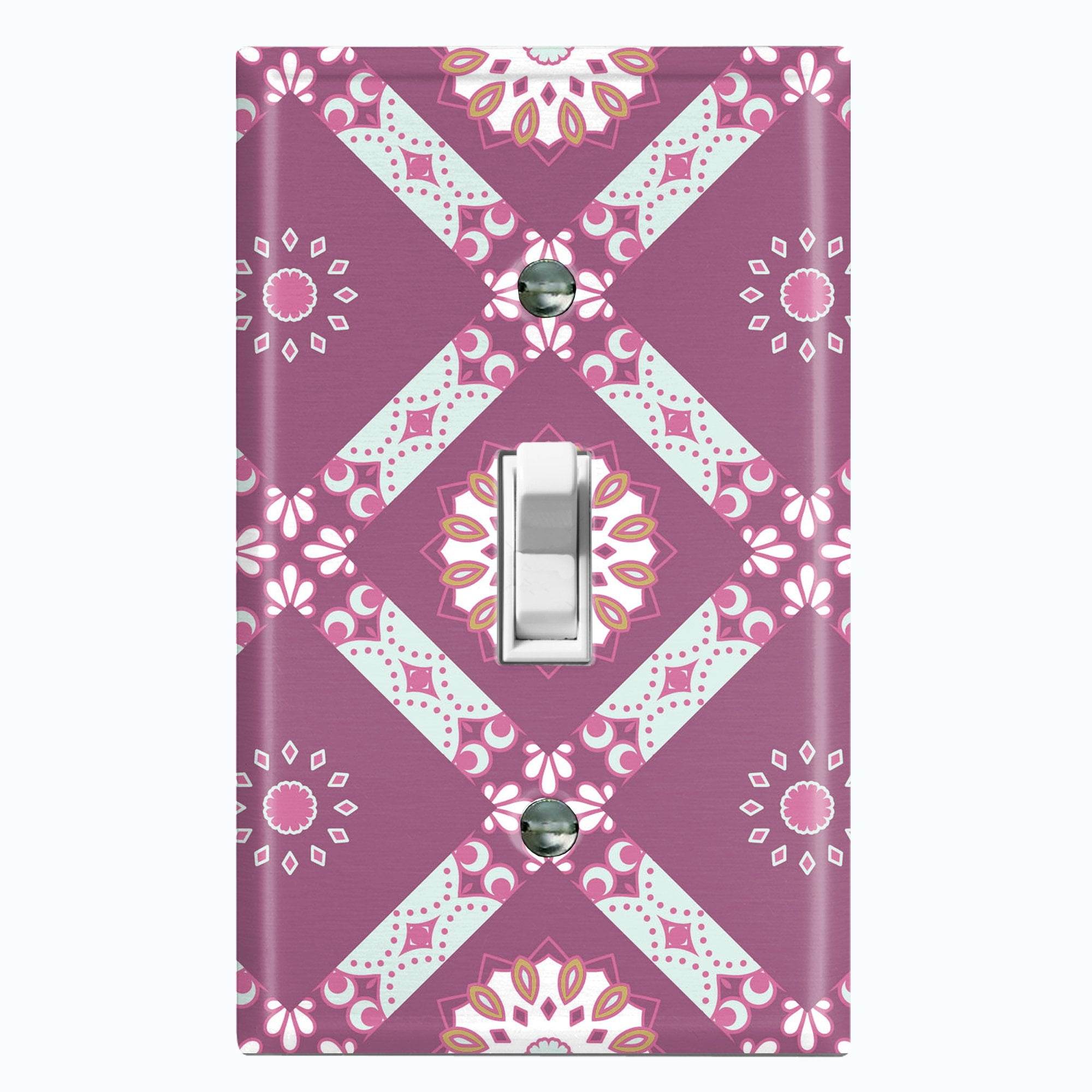 Metal Light Switch Plate Cover Mandala Purple Floral Pattern Damask ...