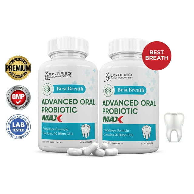 (2 Pack) Best Breath Max 40 Billion CFU Probiotic Oral Support 120 ...