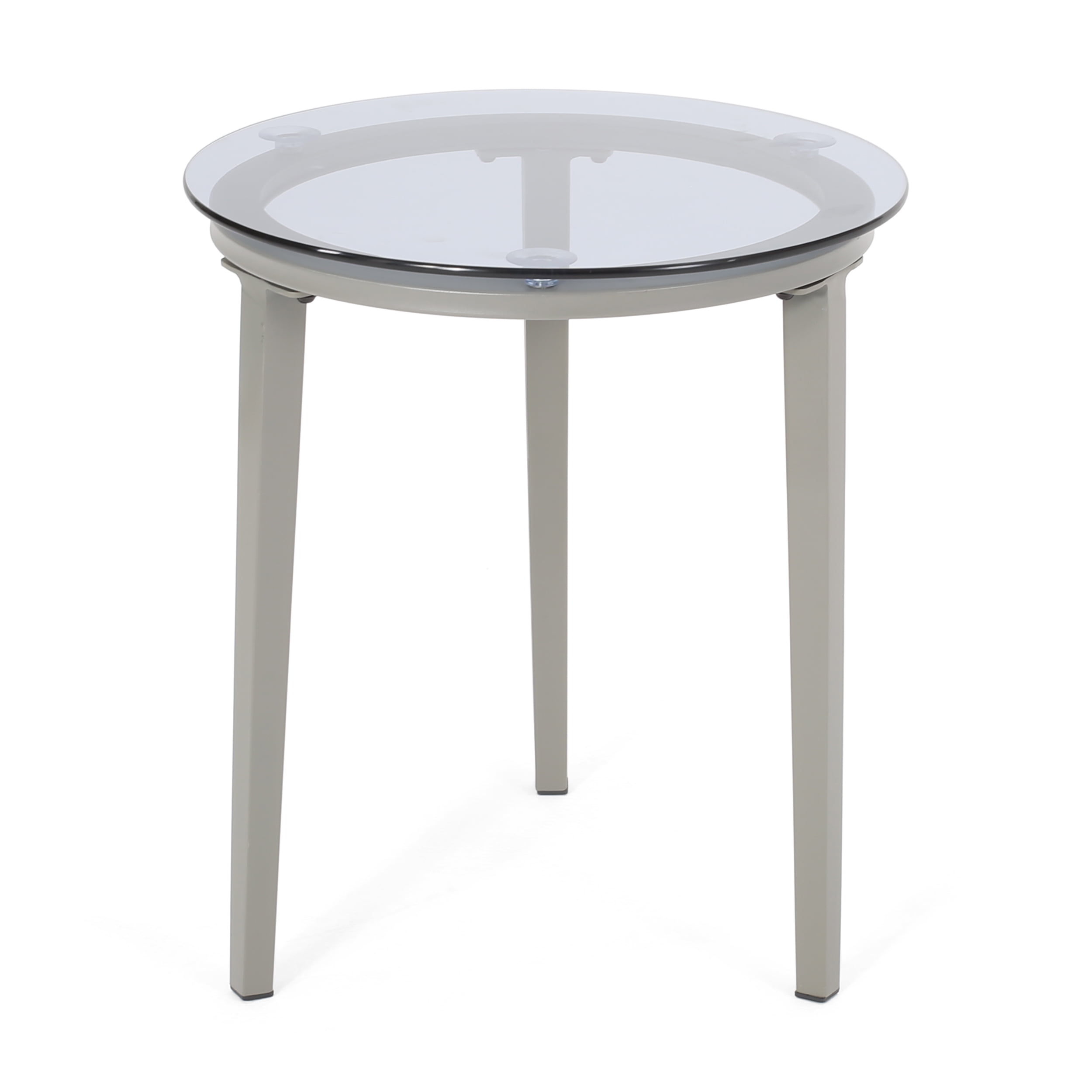 Caris Outdoor Modern Side Table with Tempered Glass Top, Gray - Walmart.com