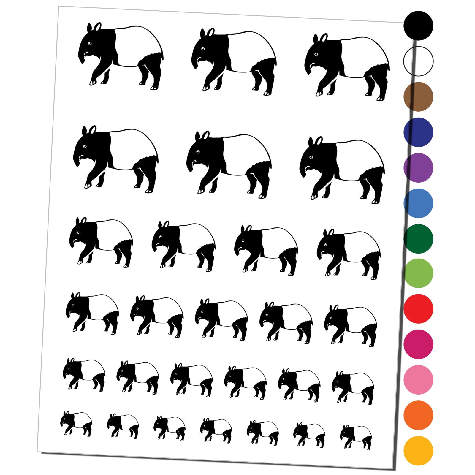 Simple Malayan Asian Tapir Water Resistant Temporary Tattoo Set Fake ...
