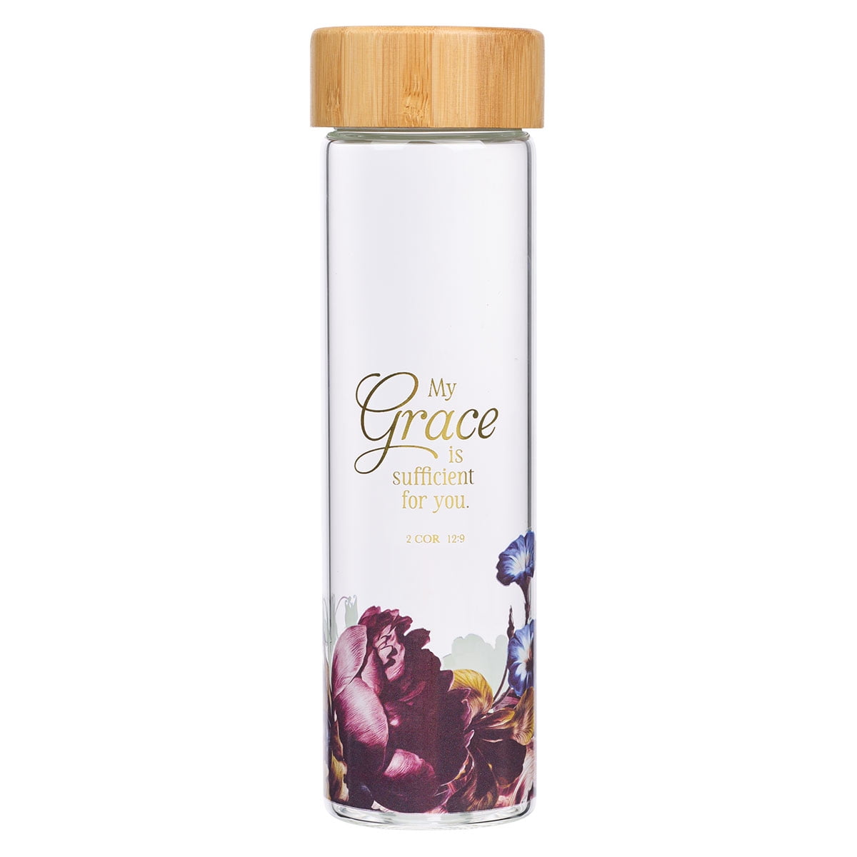 Christian Art Gifts Glass Water Bottle: My Grace is Sufficient for You ...