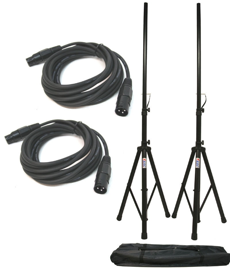 Pro Audio DJ Universal Pa Speaker Tripod Stands W/ 15Ft Xlr Audio ...