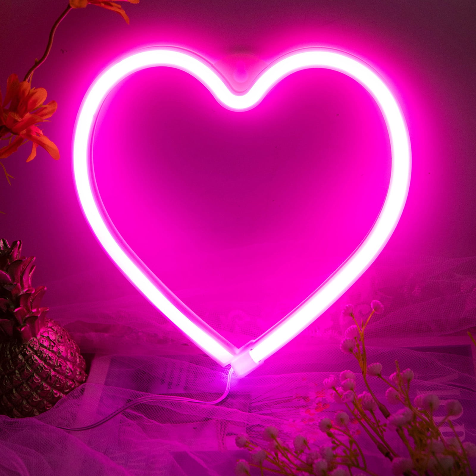 Rosnek Neon Heart Lights Neon Signs, Battery Operated & USB Powered LED ...