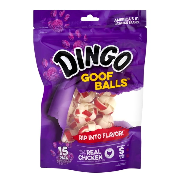 Dingo Goof Balls Chicken & Rawhide Chew for Dogs, 15-Count - Walmart.com