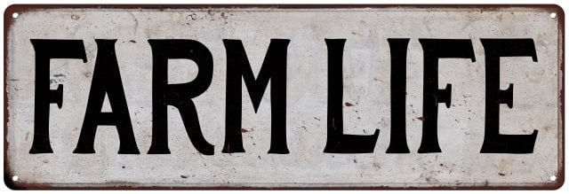 FARM LIFE Vintage Look Rustic Metal City State Sign 6 x 18 High Gloss ...