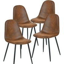 FurnitureR Set of 4 Kitchen Dining Chairs, Mid-Century Modern Brown ...