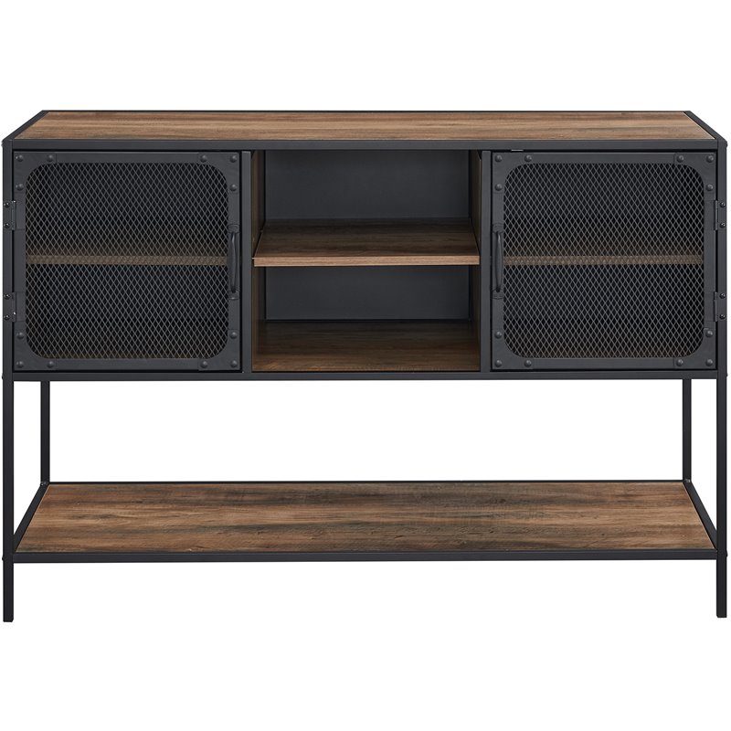 Sona 48" Industrial 2-Mesh Metal Doors Buffet Sideboard in Rustic Oak ...