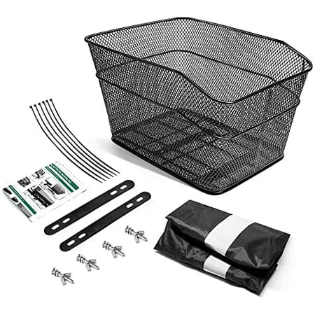 Rear Bike Basket, Metal Rear Bicycle Basket with Bike Basket Liner and ...