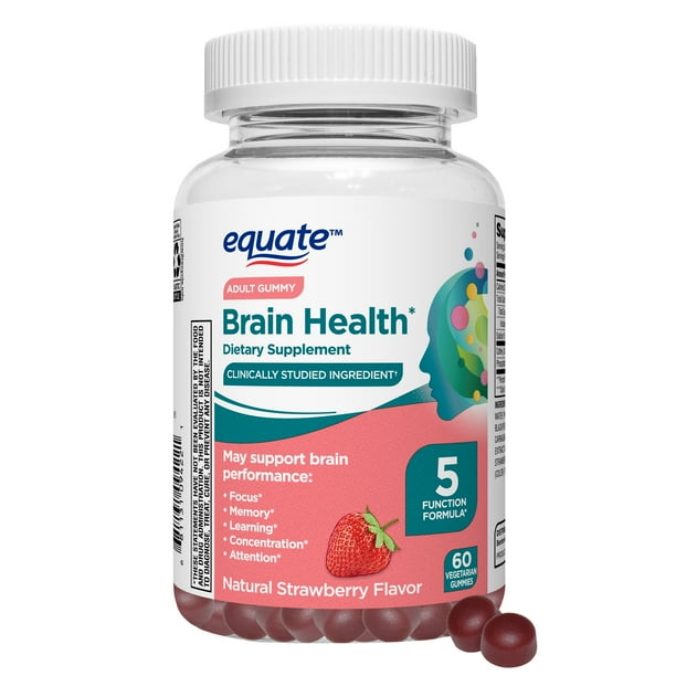 Equate Brain Health 5 Function Formula Gummies Dietary Supplement, 60 ...
