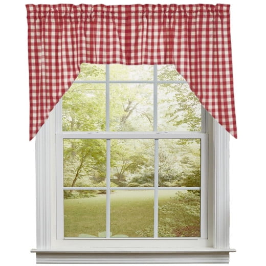 VHC Brands Annie Buffalo Check Cotton Farmhouse Kitchen Curtains Rod ...