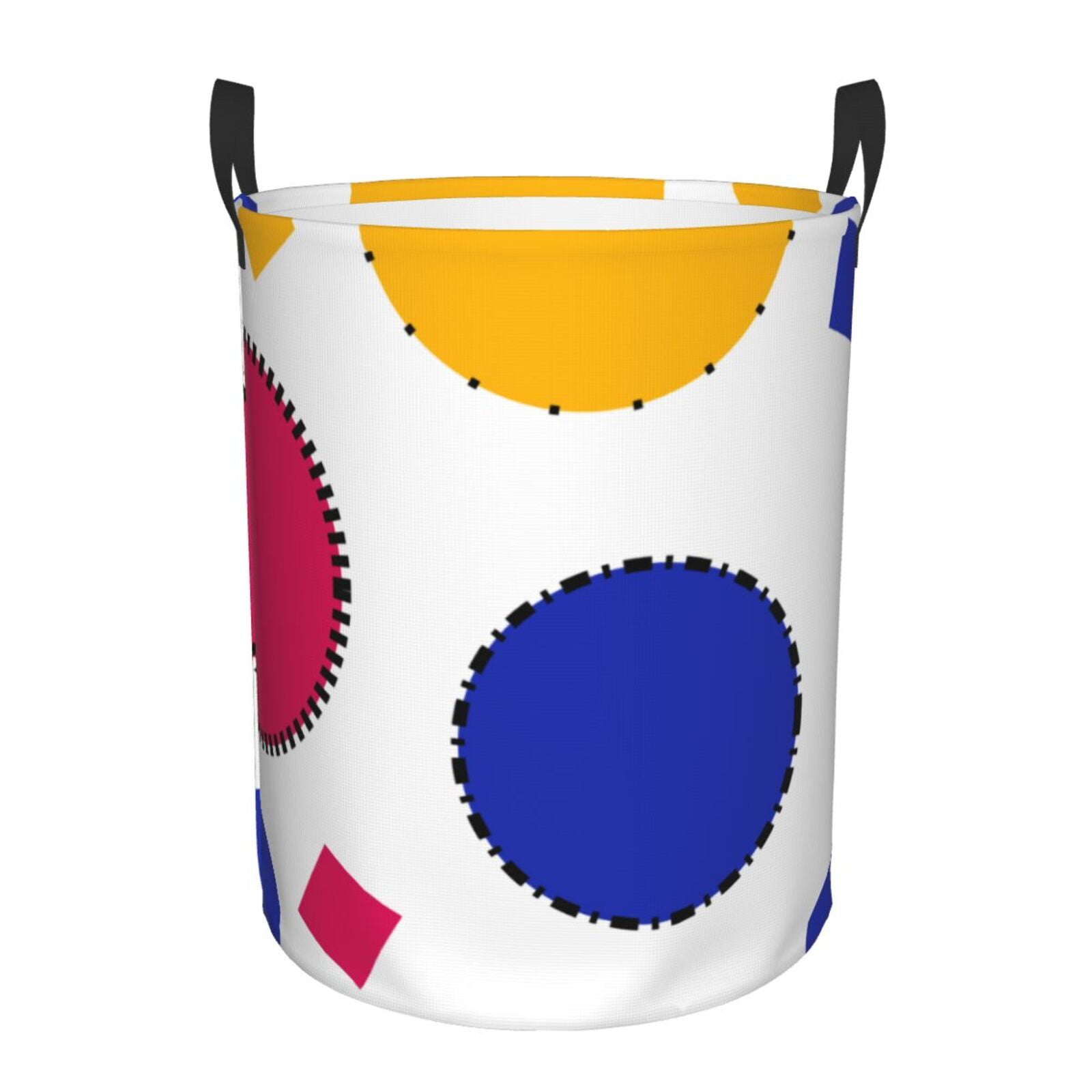 LNWH Laundry Basket, Pink Circles Blue Seamless Pattern Foldable ...