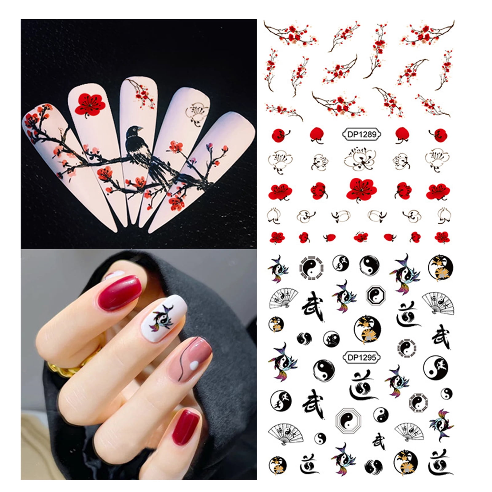 dianhelloya Nail Sticker Chinese Style Exquisite Pattern Paper Colorful ...