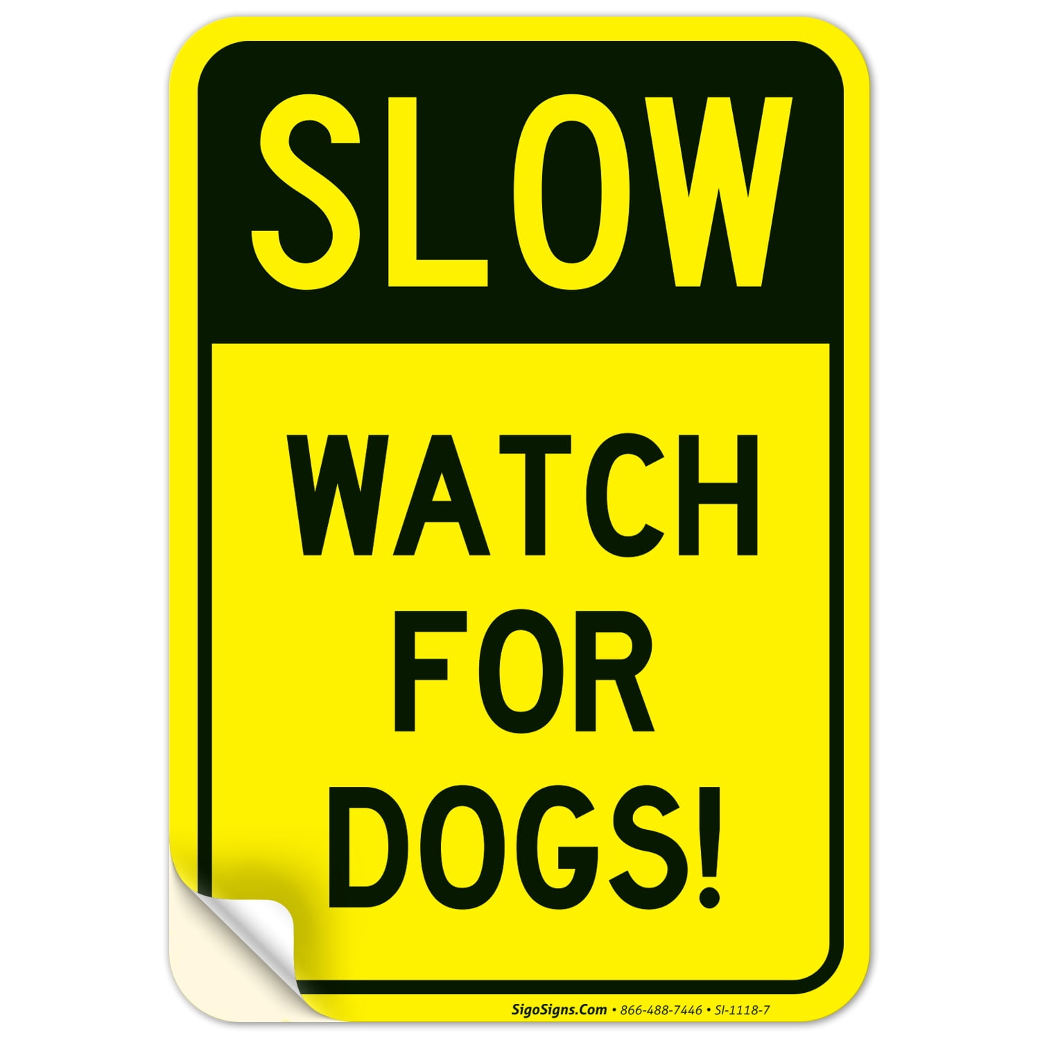 Dogs At Play Sign, Slow Watch For Dogs, 10x7 Vinyl Sticker - Walmart.com