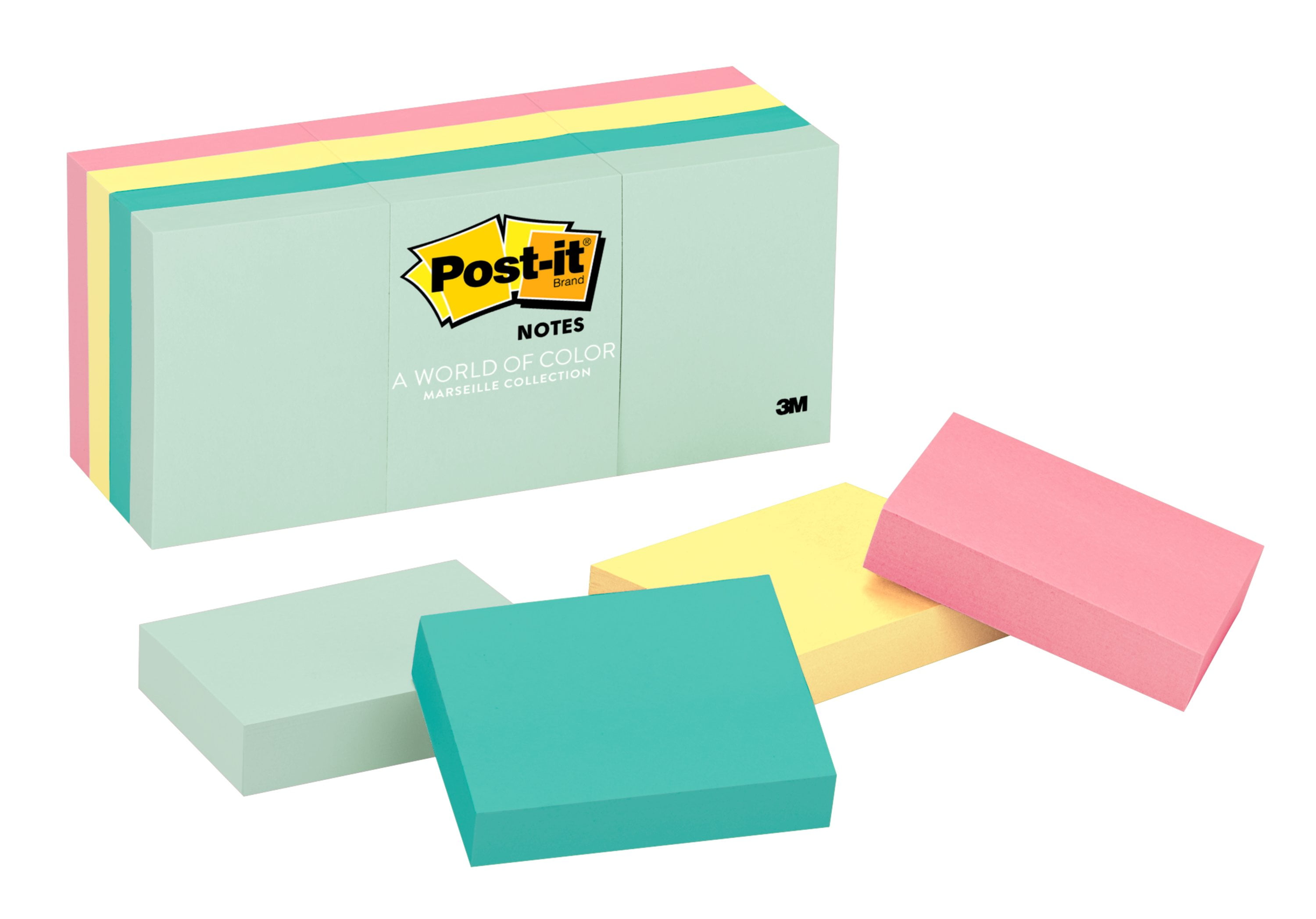 Post it Notes 1 3 8 X 1 7 8 Marseille Collection 12 Pads Pack