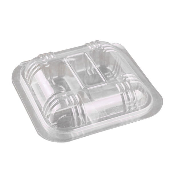 100pcs Disposable Transparent Plastic Boxes Hinged Lid Four-grid ...