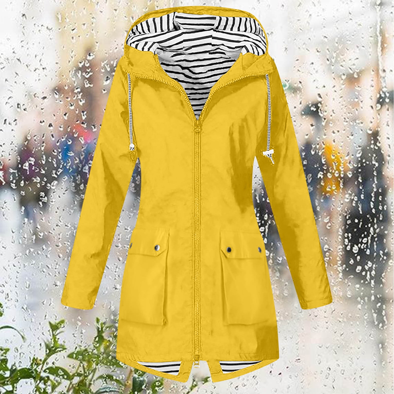 Click here for Rxirucgd Women Solid Color Rain Jacket Outdoor Hoo... prices