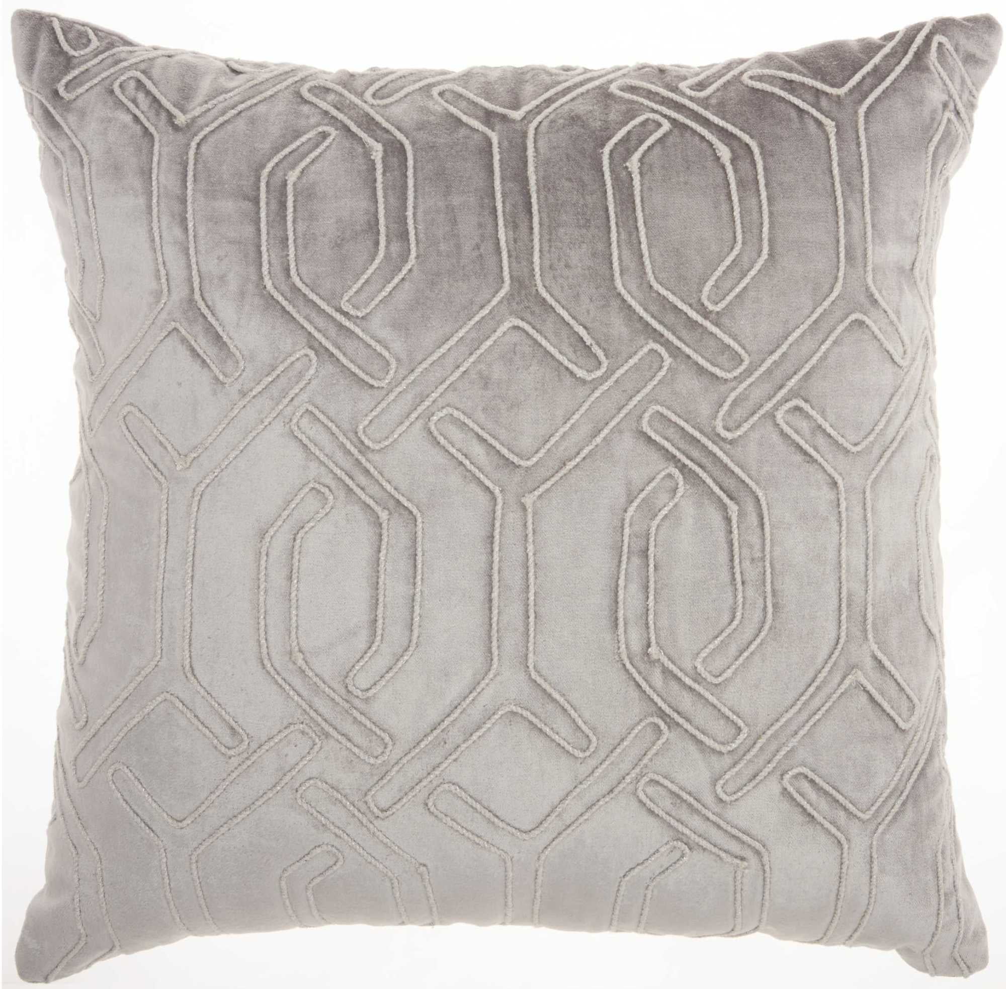 Nourison SC015S1818 Light Gray Embroidery Interlock 18" X 18" Square ...