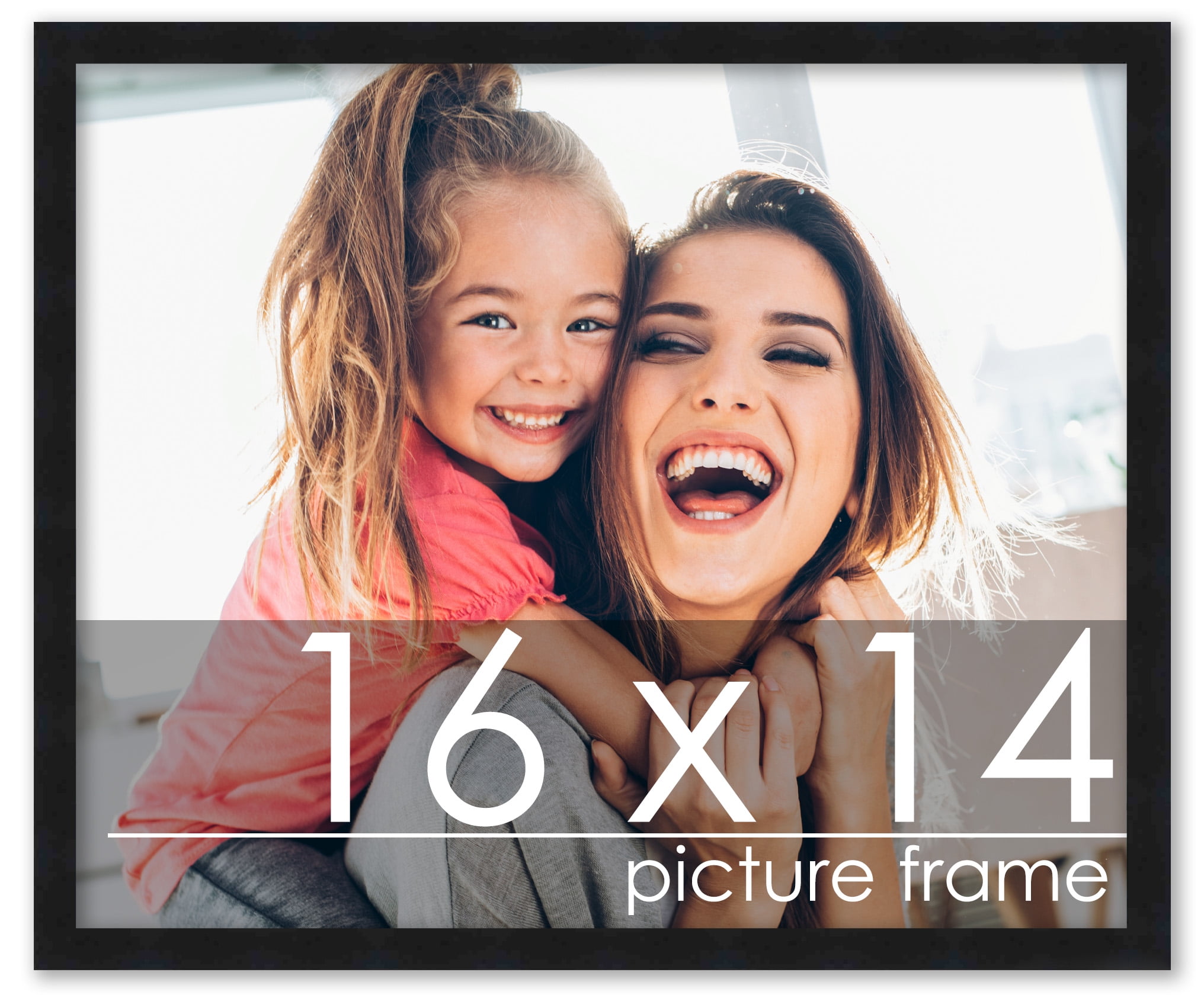 16x14 Contemporary Black Wood Picture Frame - UV Acrylic, Foam Board ...