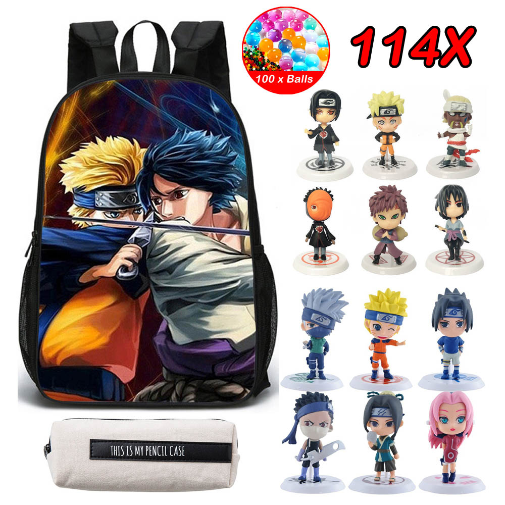 114pcs Anime Naruto Double Sided School Backpack With 12 Dolls,Naruto ...