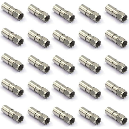 25 Pack RG6 F Type Compression Connector,Standard Shield Coaxial Cable ...