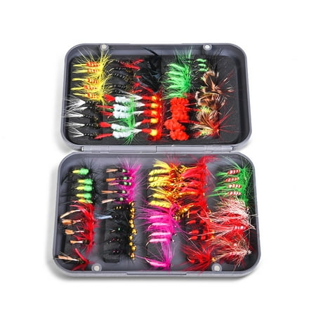Fly Fishing Flies Kit 20/100pcs Assorted Fly Fishing Lures Hooks with ...