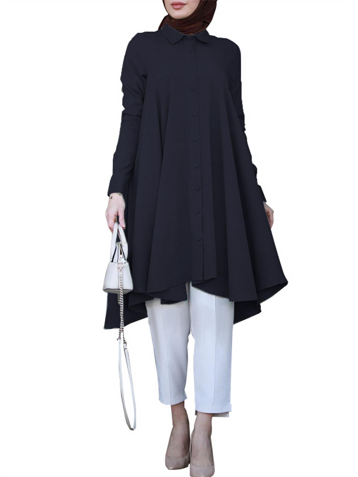 ZANZEA Women Muslim Long Sleeve Blouse Tops Casual Multicolor Ruffle ...