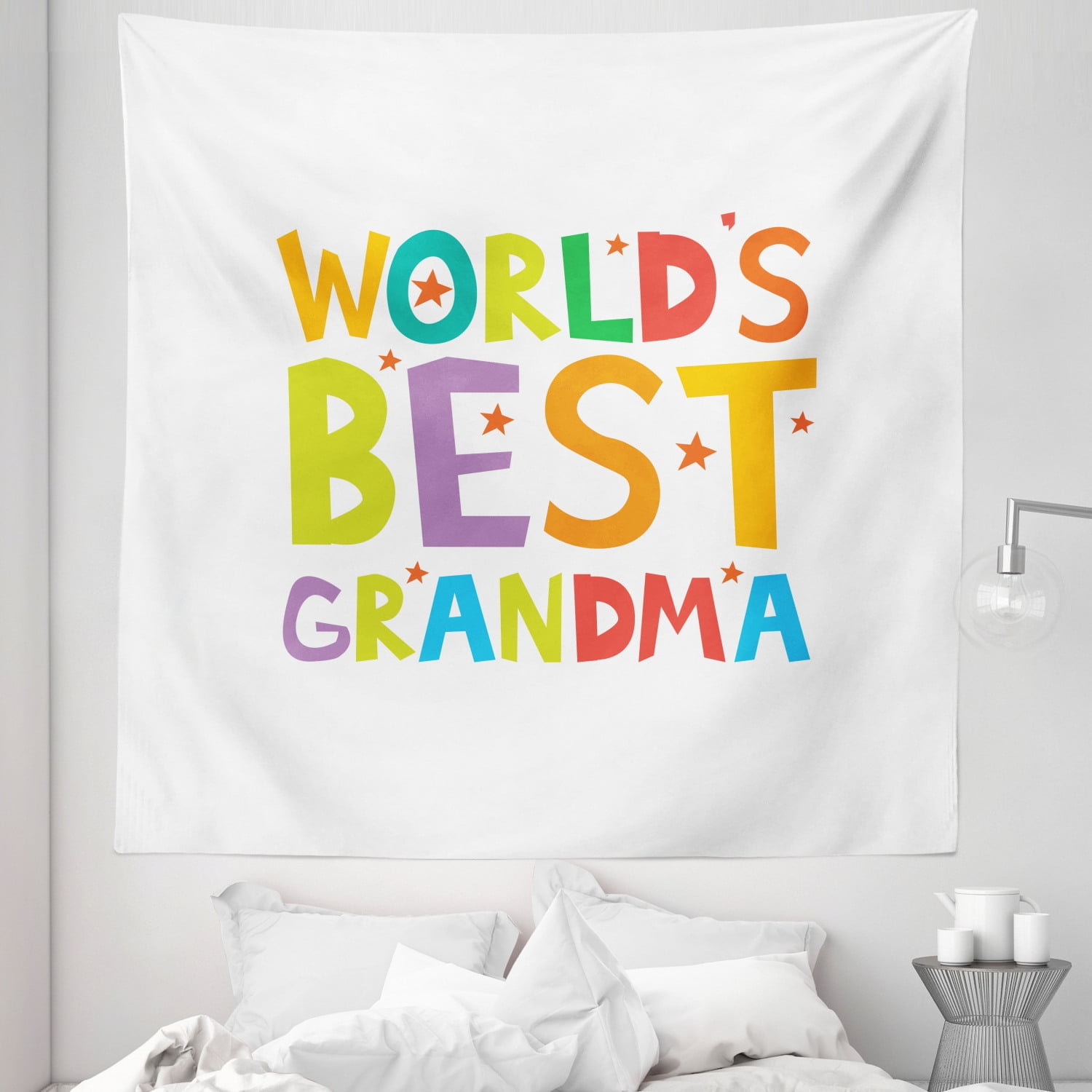 Grandma Tapestry, Cartoon Style Lettering Worlds Best Grandma Words ...