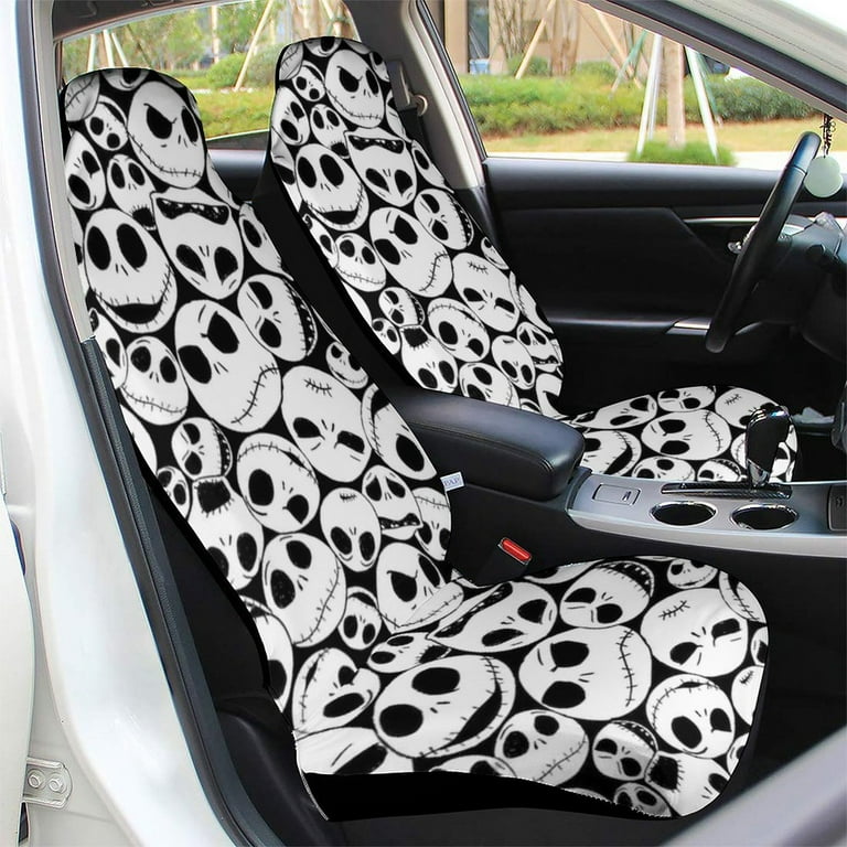 Jack Skellington Skull Car Seat Covers Vehicle Front Seat Protector Mat Cover Accessories Size 1pcs