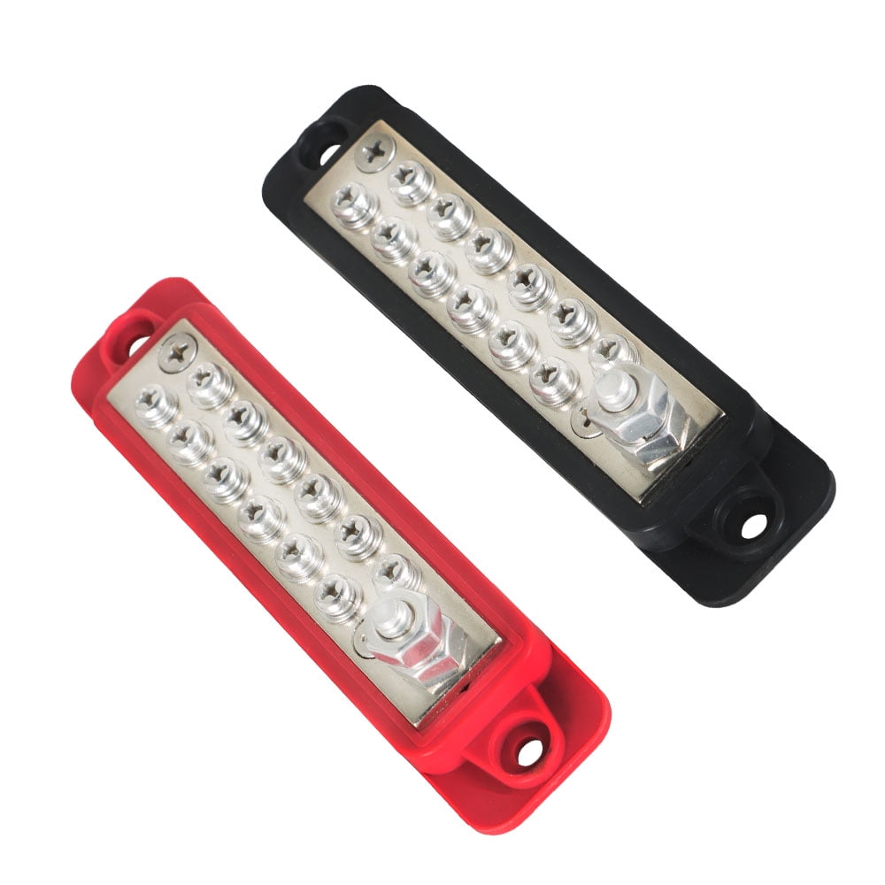 SEBLAFF 180A 12V DC Pair Black & Red 12 Point Busbar Bus Bar Power Distribution Block - Walmart.com