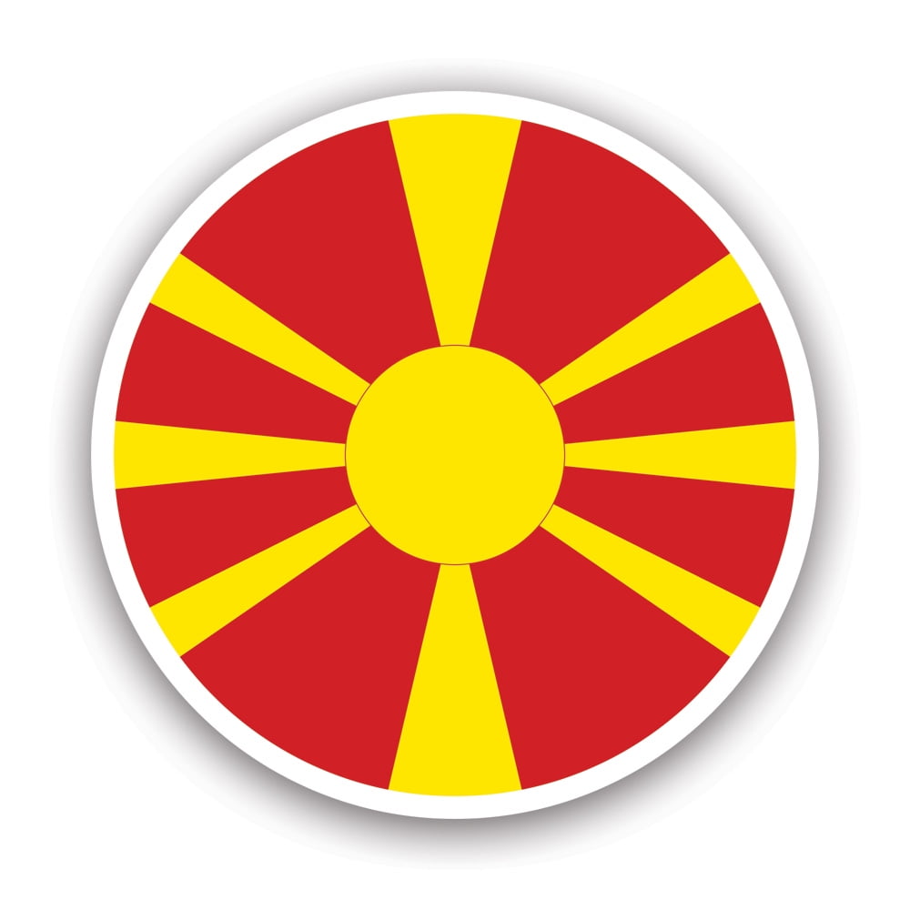 Round Macedonian Flag Sticker Decal - Self Adhesive Vinyl ...