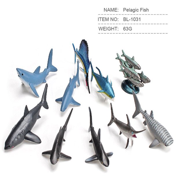 Gprince 10pcs Simulation Mini Pelagic Fish Model Set Realistic Great ...