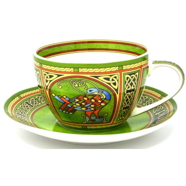 Celtic Peacock Cup & Saucer Set - Irish Weave Design - Walmart.com