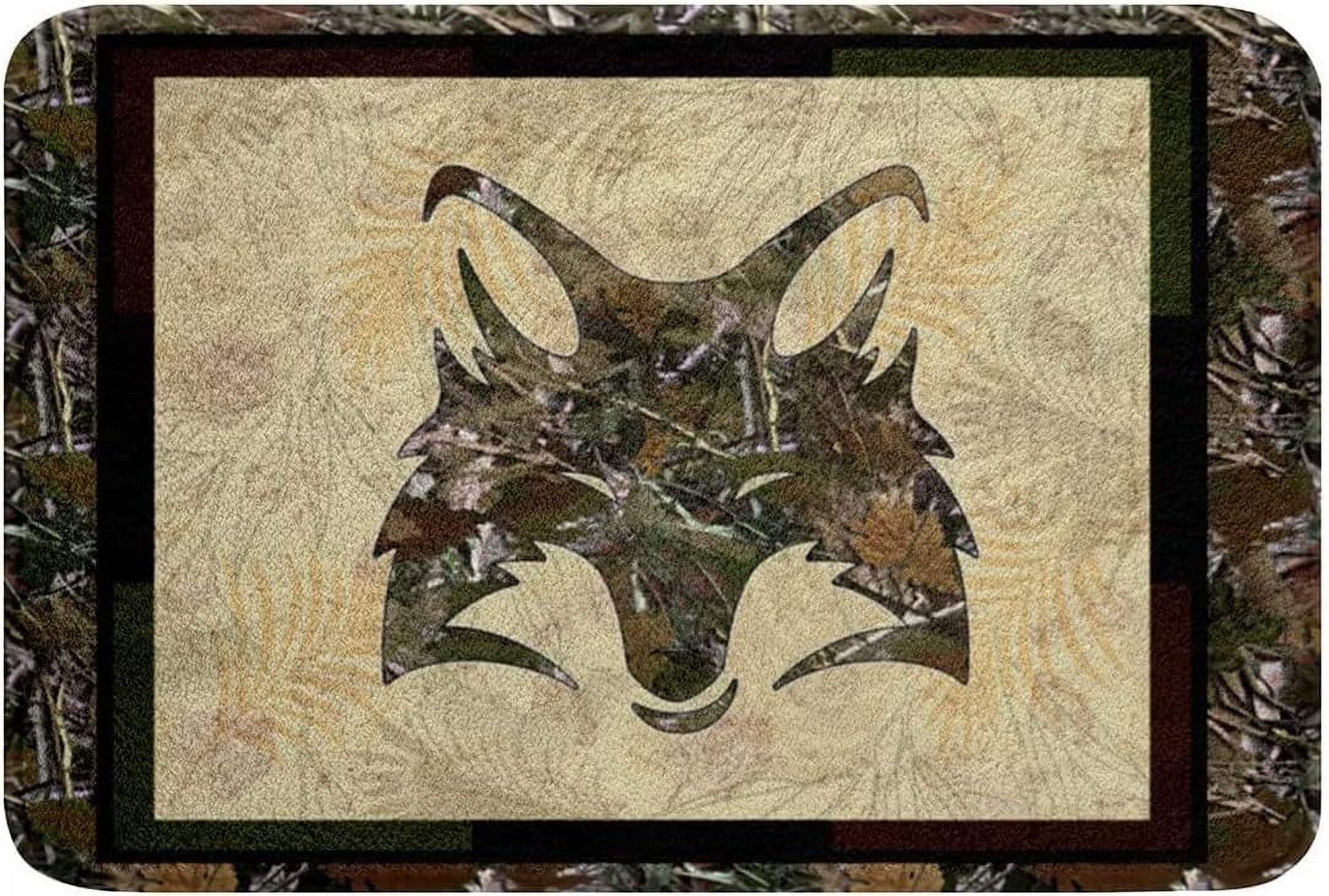 Fox Bath Mat Non Slip Woodland Camo Door Mat Army Green Camouflage Wild ...