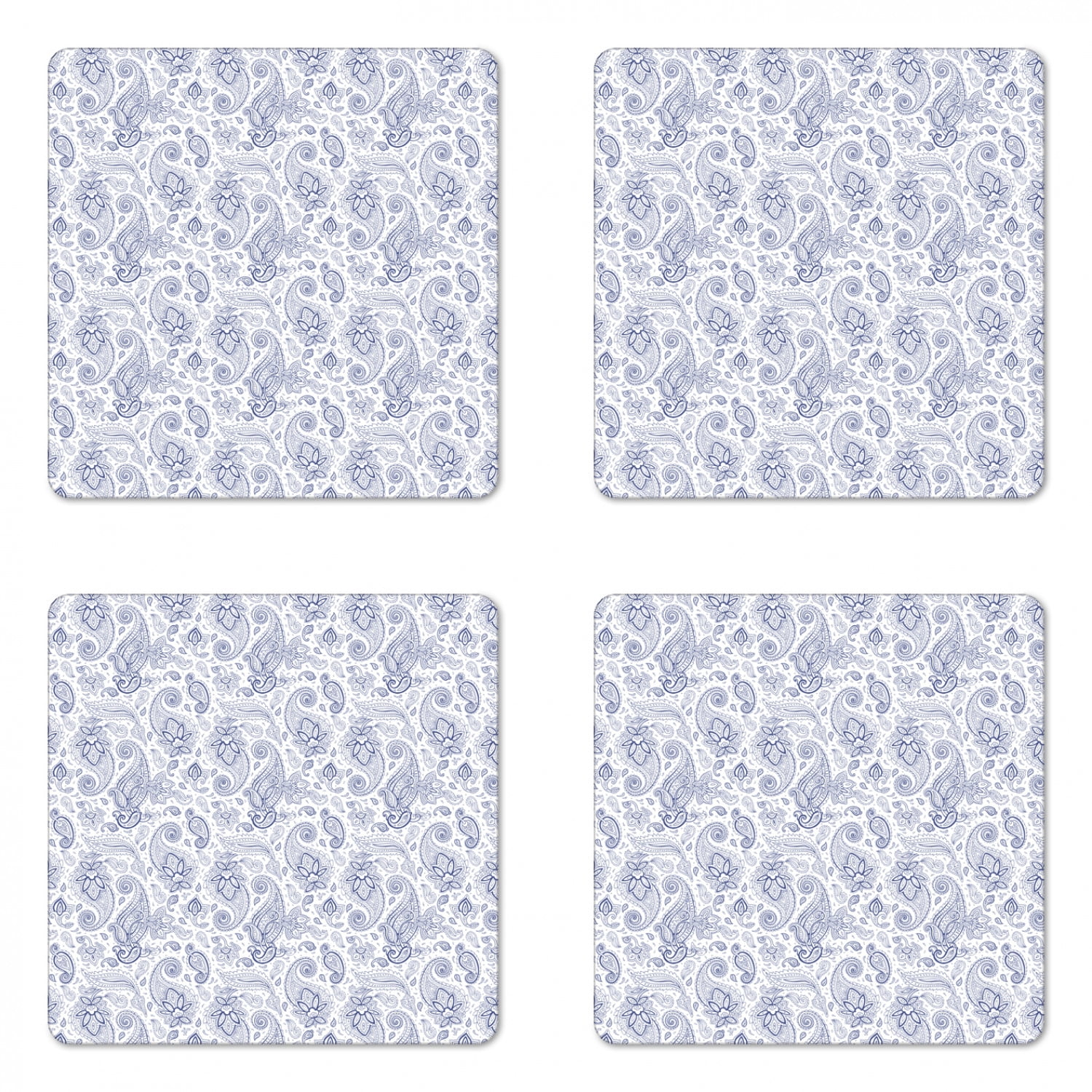 Paisley Coaster Set of 4, Abstract Backgrounded Hand Drawn Style ...