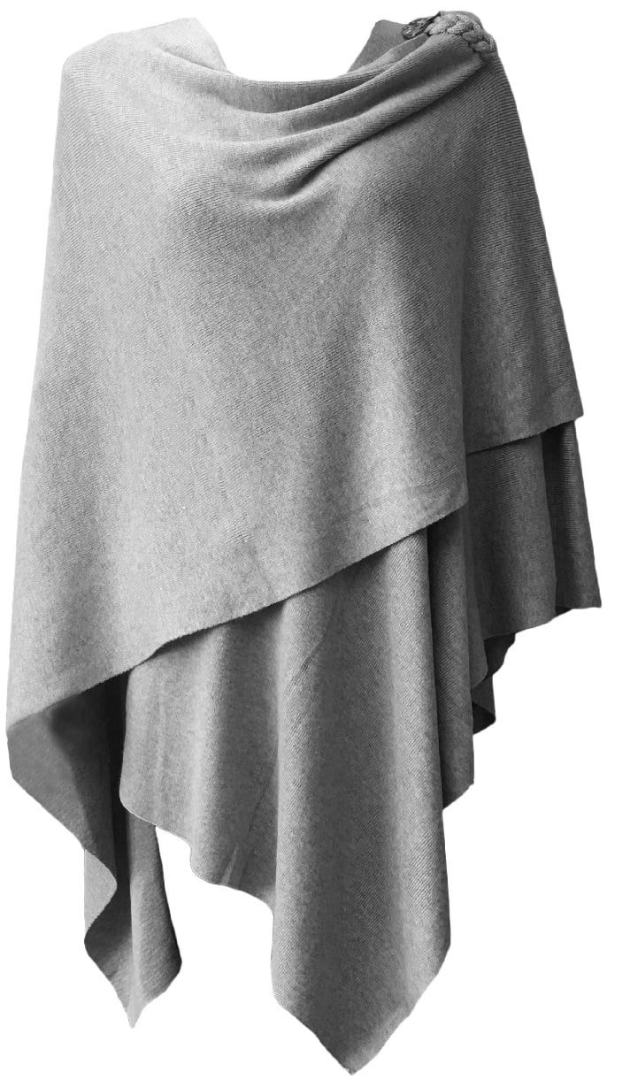 PULI Womens Open Front Poncho Sweater Pure Wrap Topper (Grey) - Walmart.com