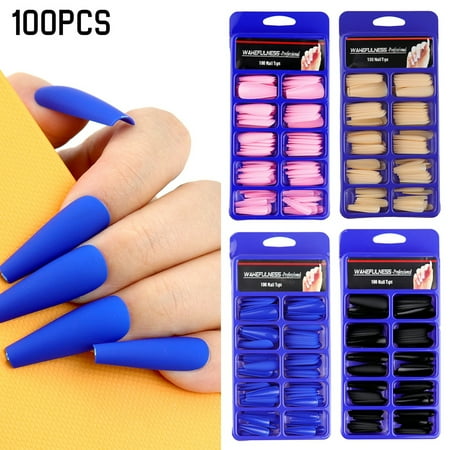 100pcs/Set Full Cover Matte Artificial False Nail Professional Nail Art ...