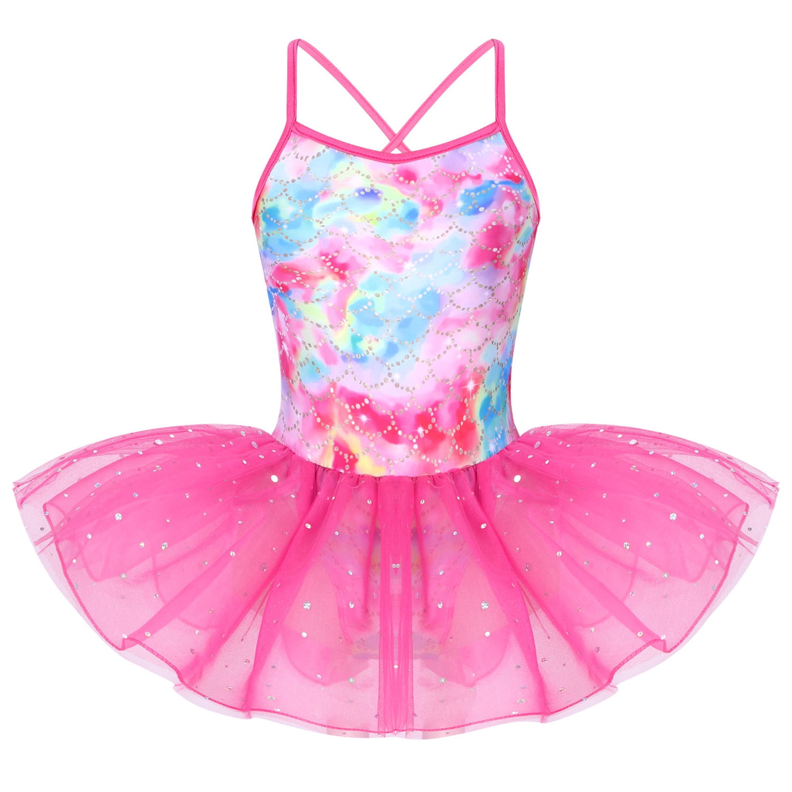 DPOIS Kids Girls Mermaid Princess Tutu Dress Fish Scale Leotard ...