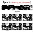 7 Piece Linen Table Runner and Placemats Set, Skull Moon Dark Art Round ...