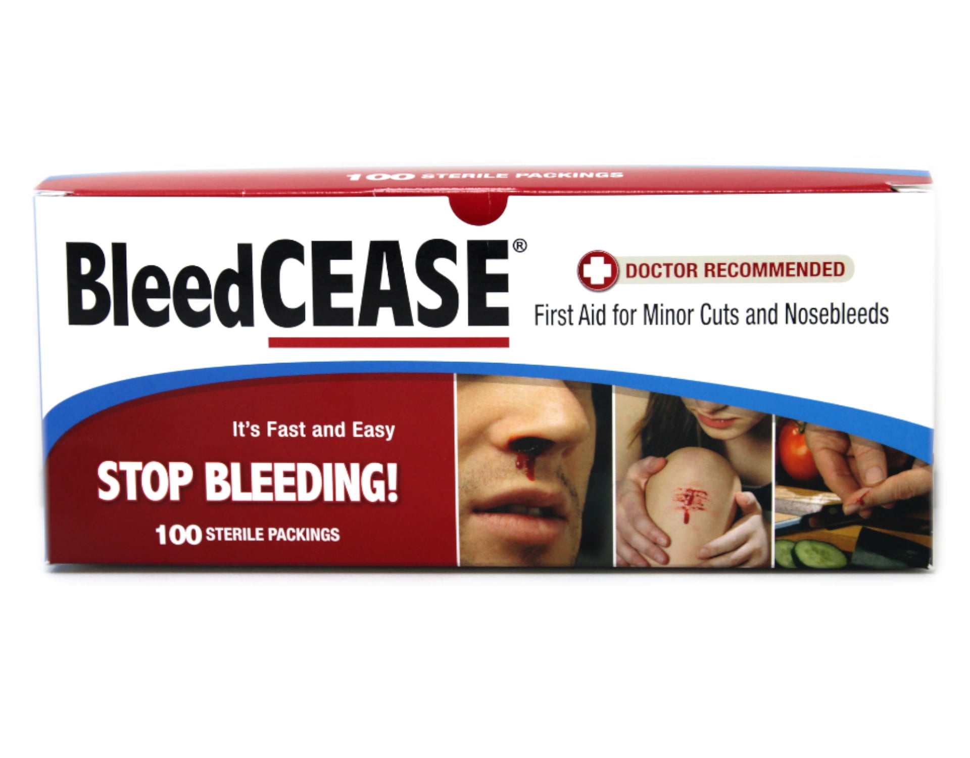 BleedCEASE First Aid for Cuts and Nosebleeds Sterile Packings-100 ea ...