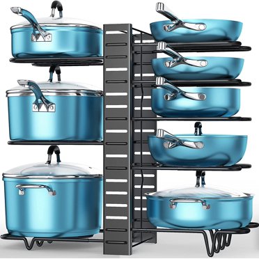 Expandable Pots and Pans Organizer Under Cabinet with 10 Adjustable ...