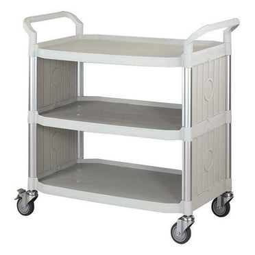 3-Shelf Utility Cart with Swivel Wheels, Enclosed Design with 2 Side ...