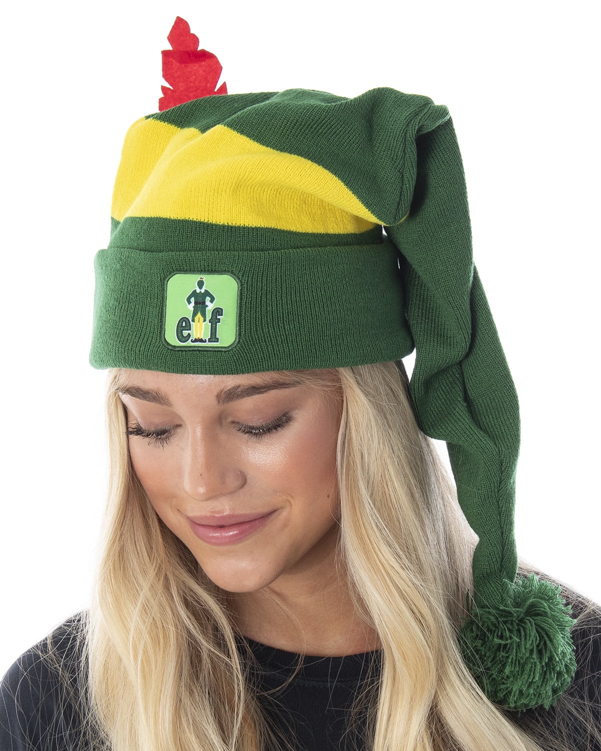 Elf The Movie Adult Buddy The Elf Character Costume Long Pom Beanie ...