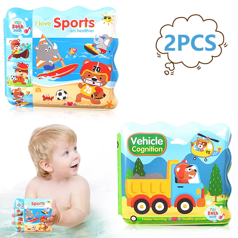 SNNROO 2Pcs Baby Bath Books Mega Set - Educational Waterproof Baby ...